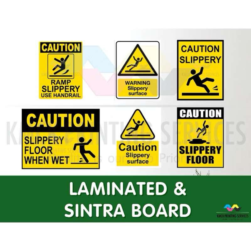 Caution Slippery Floor When Wet | Ramp Slippery Use Handrail | Warning ...