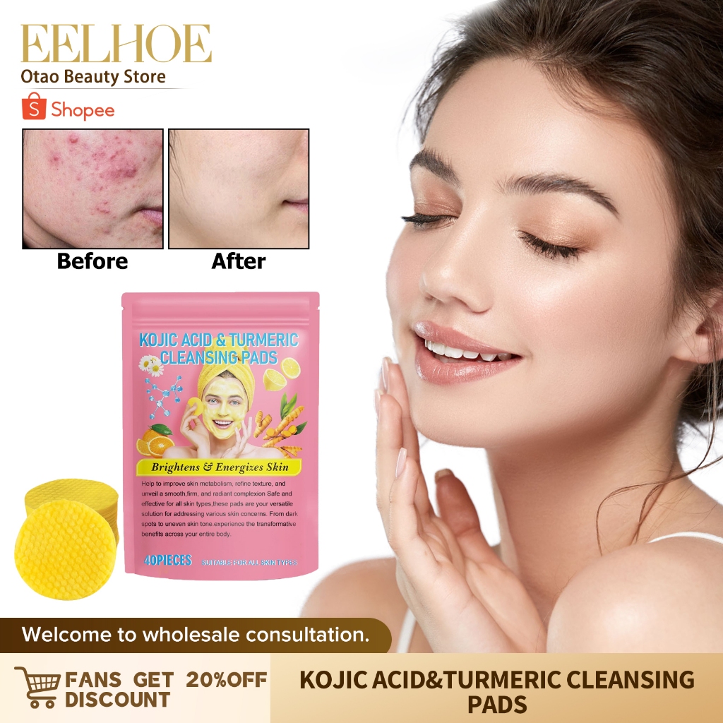 EELHOE Kojic Acid Turmeric Cleansing Pads 40pcs Kojic Turmeric Pads ...