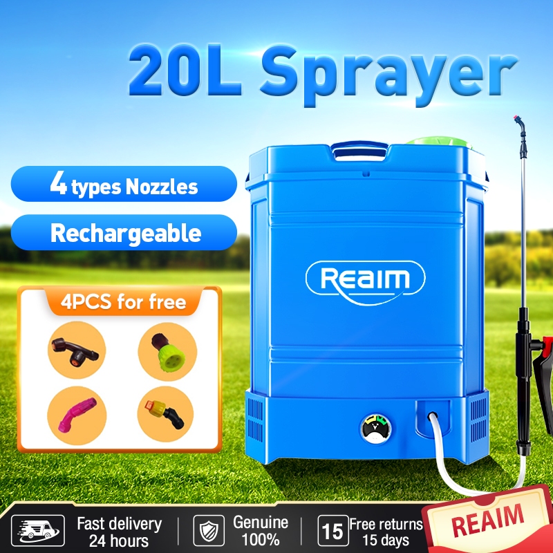 REAIM 20L Knapsack Sprayer Rechargeable 2-IN-1 Electric & Manual ...