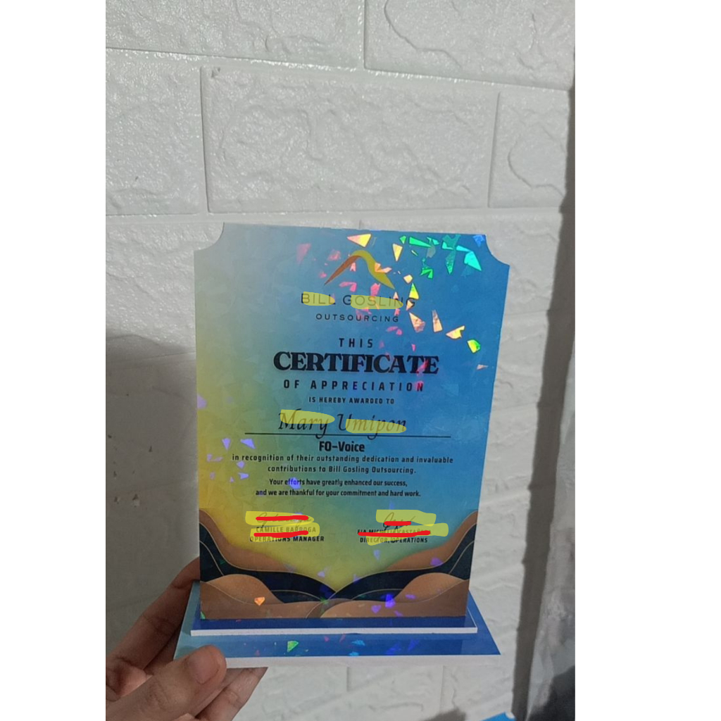 CUSTOMIZED PLAQUE for recognition/appreciation frame WITH PRINT ...