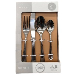 KASA Chromolite Faquiero Cutlery Stainless Steel Flatware Set (24 Units ...