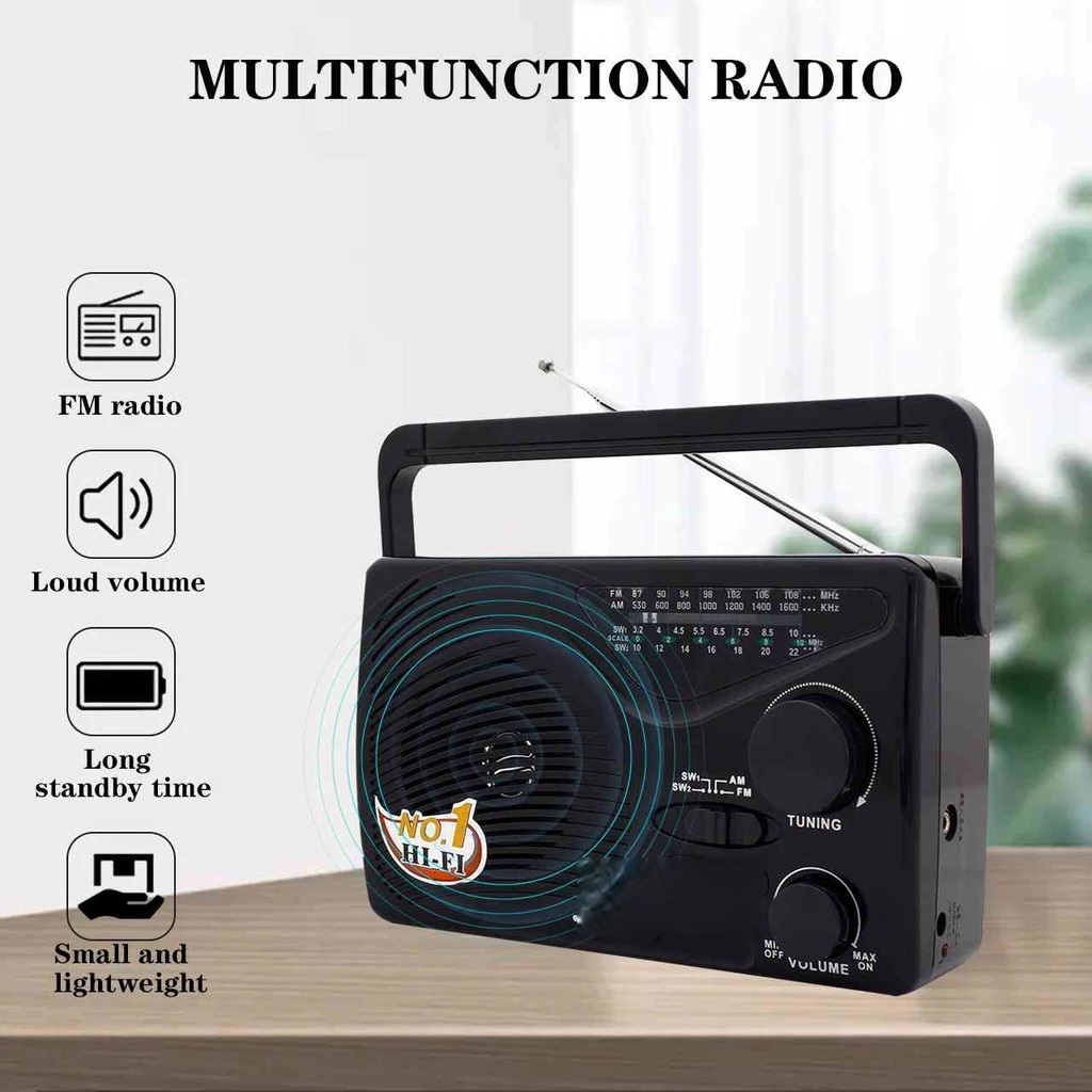 KUKU AM-5528 Portable Radio Speaker AM/FM/SW Radio 4 band HI-FI Super ...