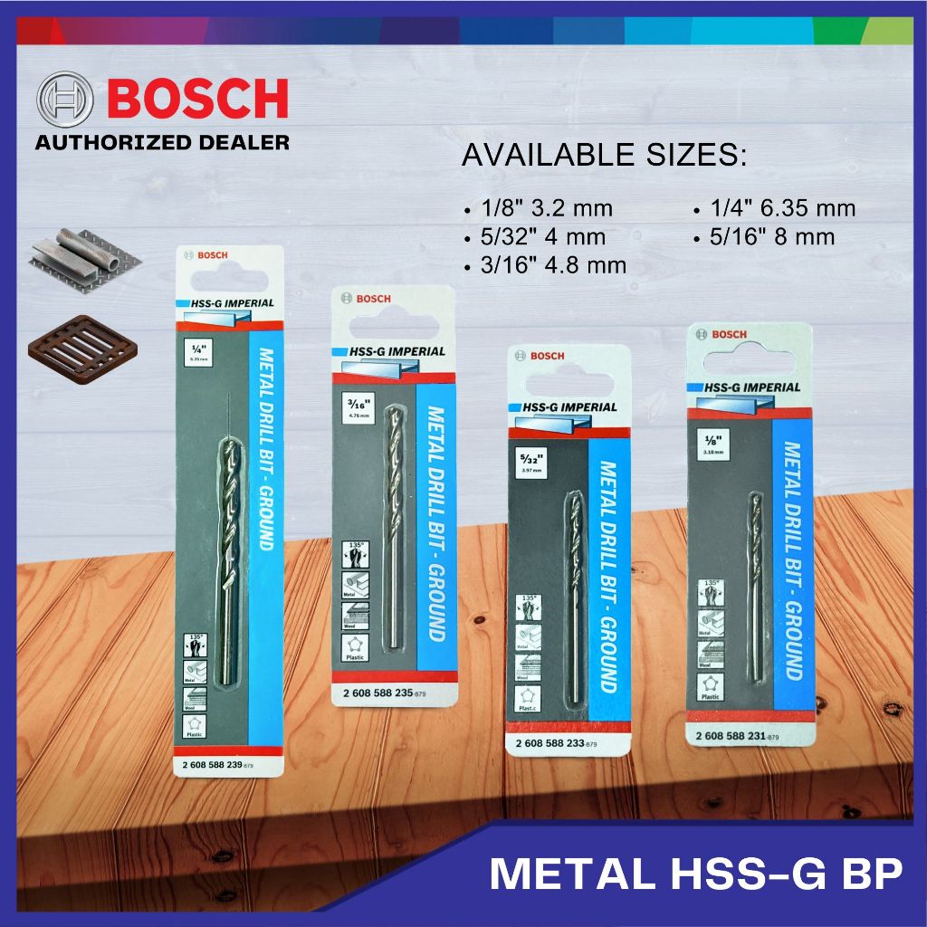 Bosch Metal Twist Drill Bit HSS-G Blister Pack (Available: 1/8" 3.2 mm ...