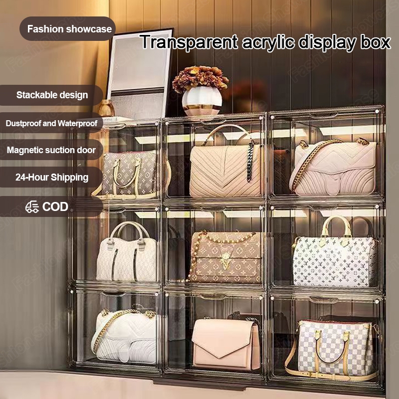 transparent Acrylic Bag Magnetic Door stackable Toy Lady Bag organizer ...