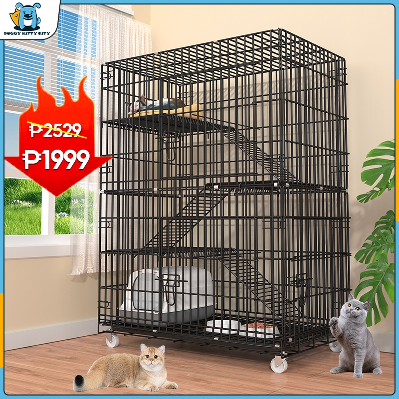 Cat Cage 4 Layer Large Cat Cage Heavy Duty Cat Cage With Litter Box Pet ...