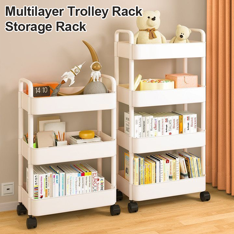 Trolley Cart Moving Rack Kitchen Storage Shelf 3 Tier Cabinets Bedroom ...