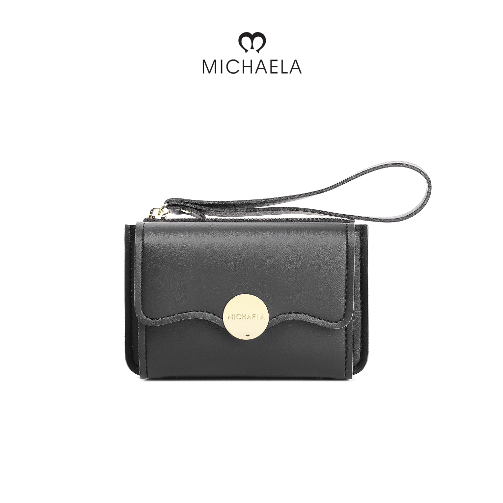 MICHAELA Metallic Accent Short Wallet with Wristlet 28 Card Slots for ...