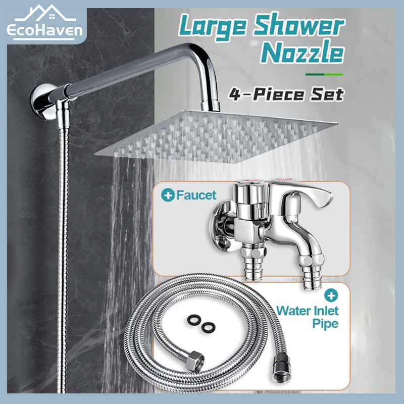 Stainless Steel 304 Square Shower SetSquare Overheaded Rain Rainfall ...