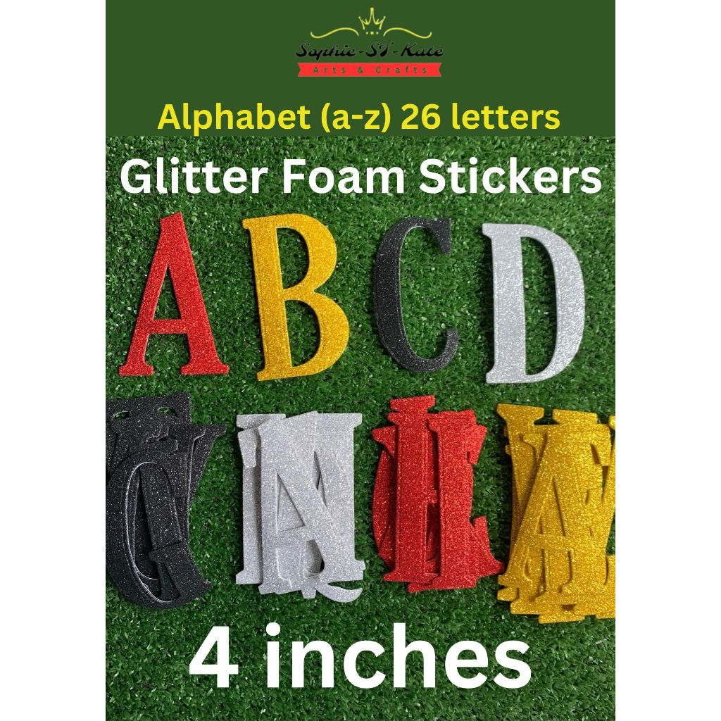 A-Z 4inches Alphabet Glitter Foam Sticker (26 Letters) | Shopee Philippines
