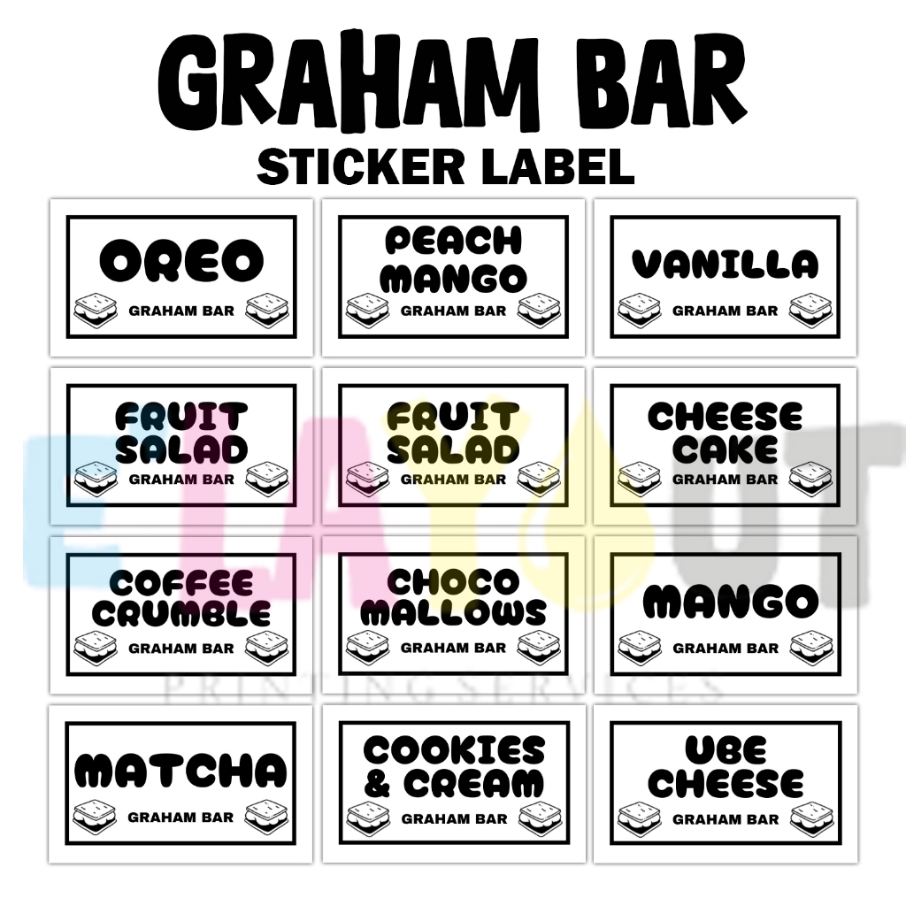 50PCS GRAHAM BAR STICKER LABELS WATERPROOF | Shopee Philippines
