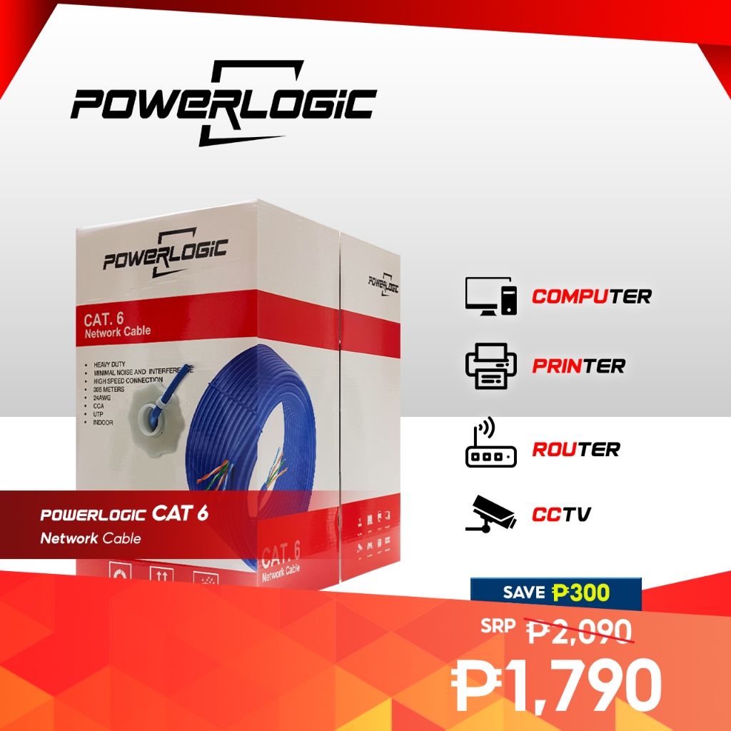 POWERLOGIC CAT6 305meters Indoor UTP Cable Blue | Shopee Philippines