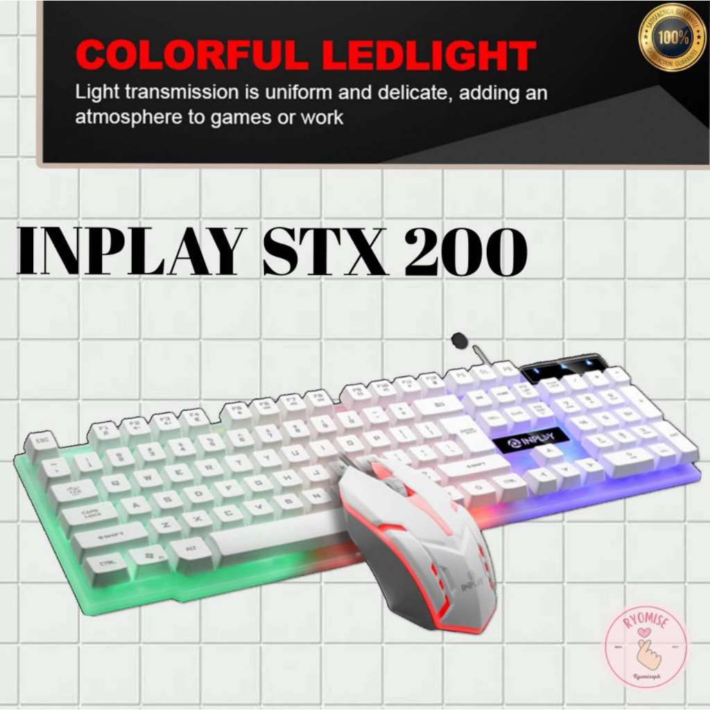 RYOMISE_INPLAY STX200 Rainbow Backlit Gaming Keyboard and Mouse (USB ...