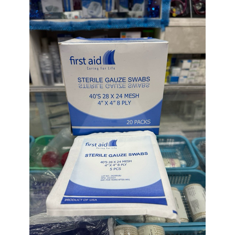 Sterile Gauze Swabs 5’s x 20 pks 4x4 40's 28x24 MESH 100 Pcs 8ply - USA ...