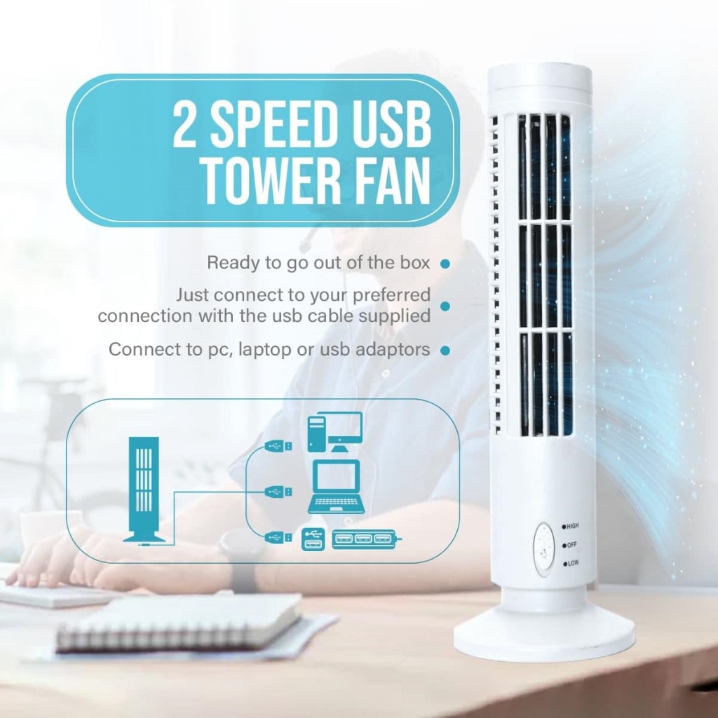 USB Tower Fan, Tower Desk Fan, Household Tower Fans 2 Speeds Table Fan ...