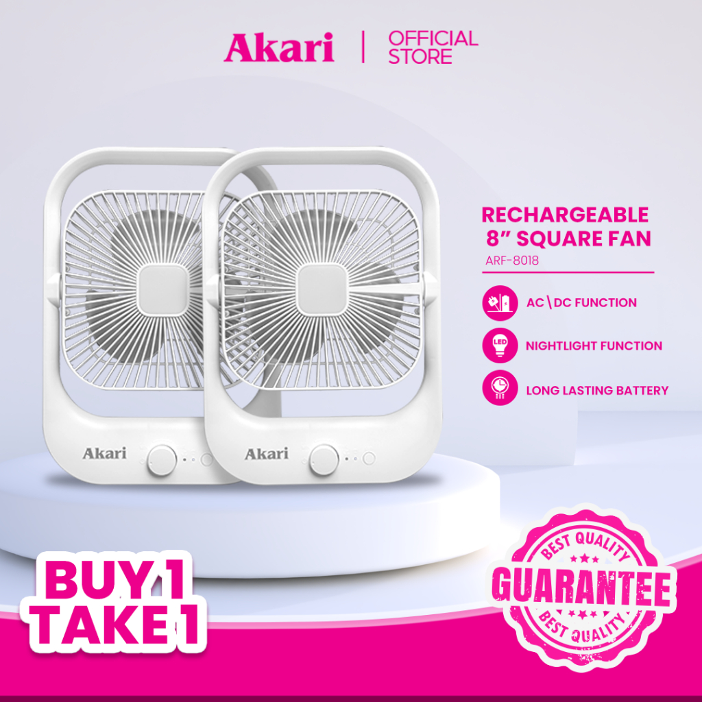 Akari BUY 1 TAKE 1 Rechargeable Square Fan with Led Light (ARF-8018) | Shopee Philippines