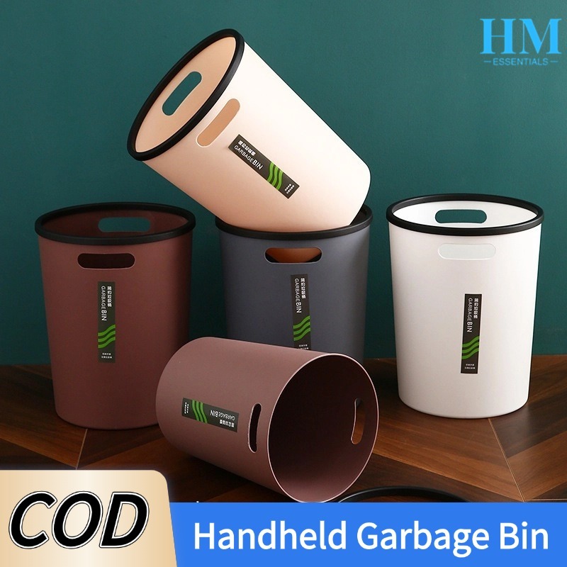 Trash Can With Press Ring Plastic Trash Bin Open Style Portable Garbage ...