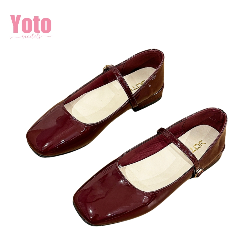 YOTO New Arrival Ballet Shoes Inspired Slip On Loafer Casual Glossy ...