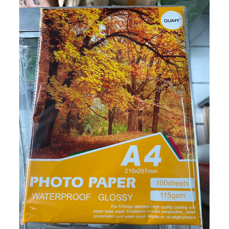 Quaff Glossy Photo Paper NO BACK PRINT 115/150gsm 100sheets | Shopee ...