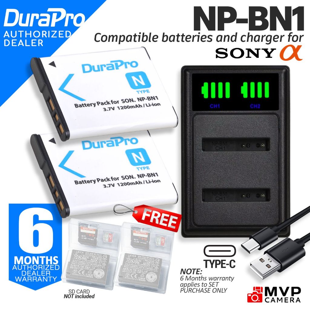 DURAPRO NP-BN1 NPBN1 Battery Dual Charger USB C Sony DSC S750 DSC S780 ...