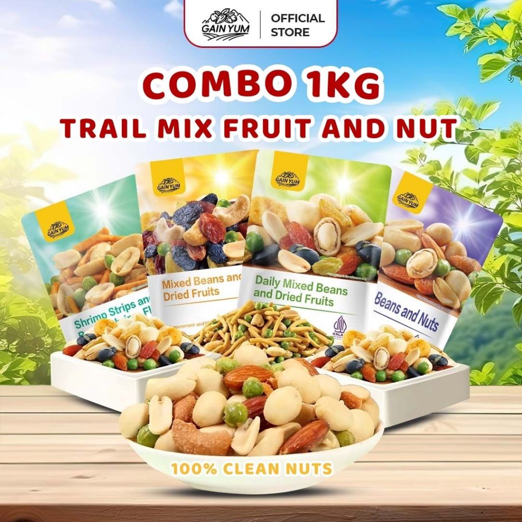 COMBO 1KG Mixed nuts and fruits trail mix nuts & fruits dried healthy ...