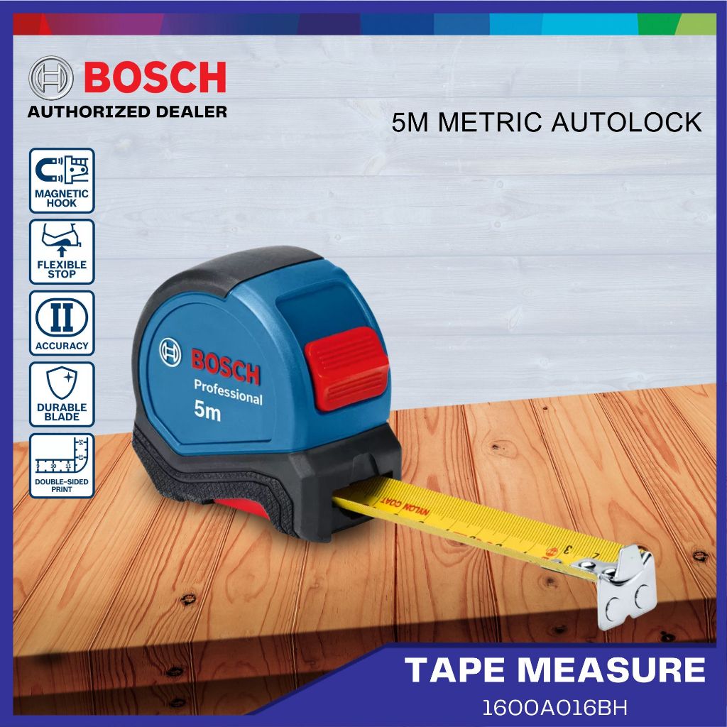 Bosch Tape Measure 5m Metric Autolock 1600A016BH Heavy Duty Hand Tools ...