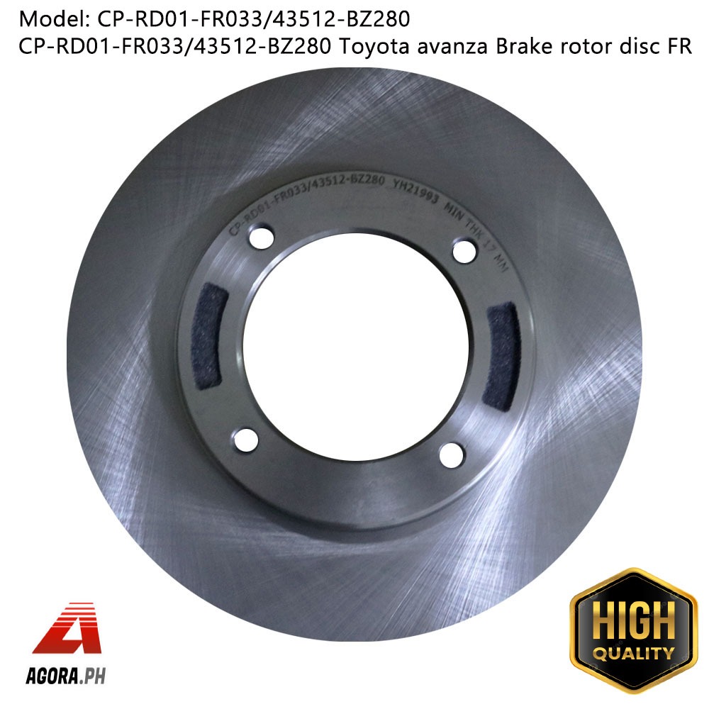 AP Brake Rotor Disc FR for Toyota Avanza, Model: CP-RD01-FR033/43512-BZ280 | Shopee Philippines