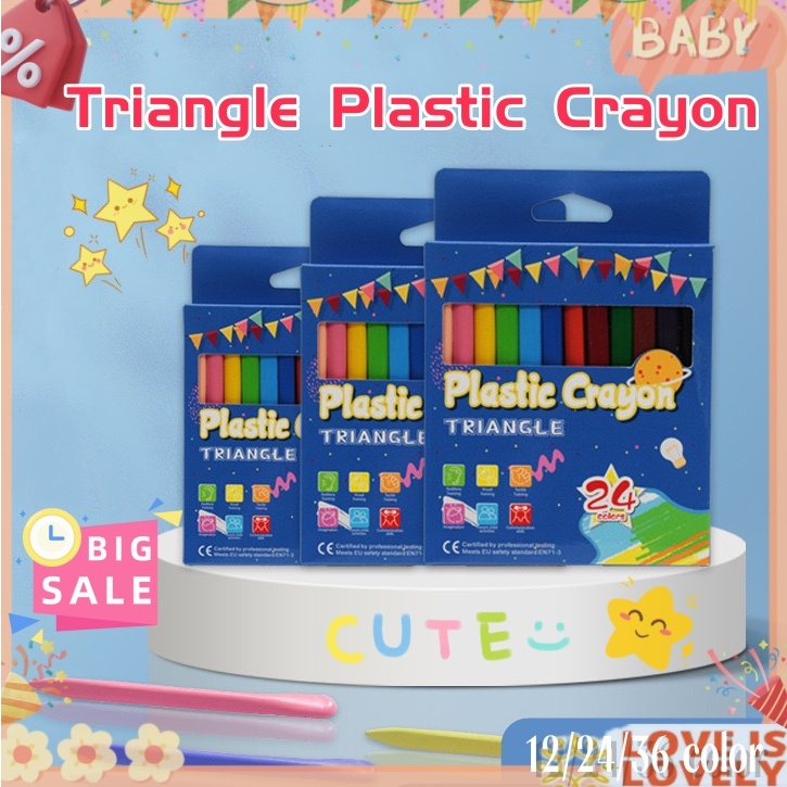 Triangle Crayons 12/24/36 Colors Plastic Crayons Set Non-Toxic Drawing ...