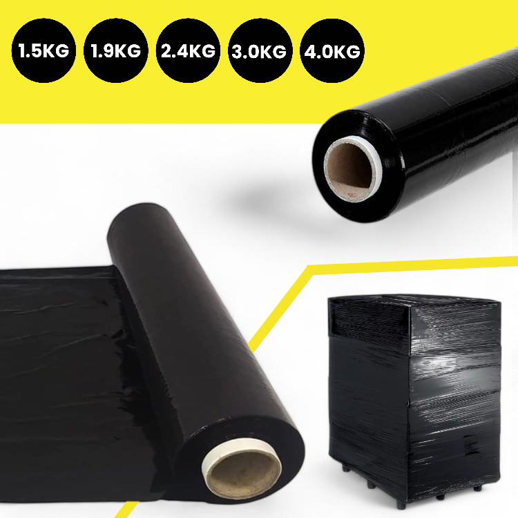 Opaque Black Colored Stretch Film Wrap 23mic x 500mm | Shopee Philippines