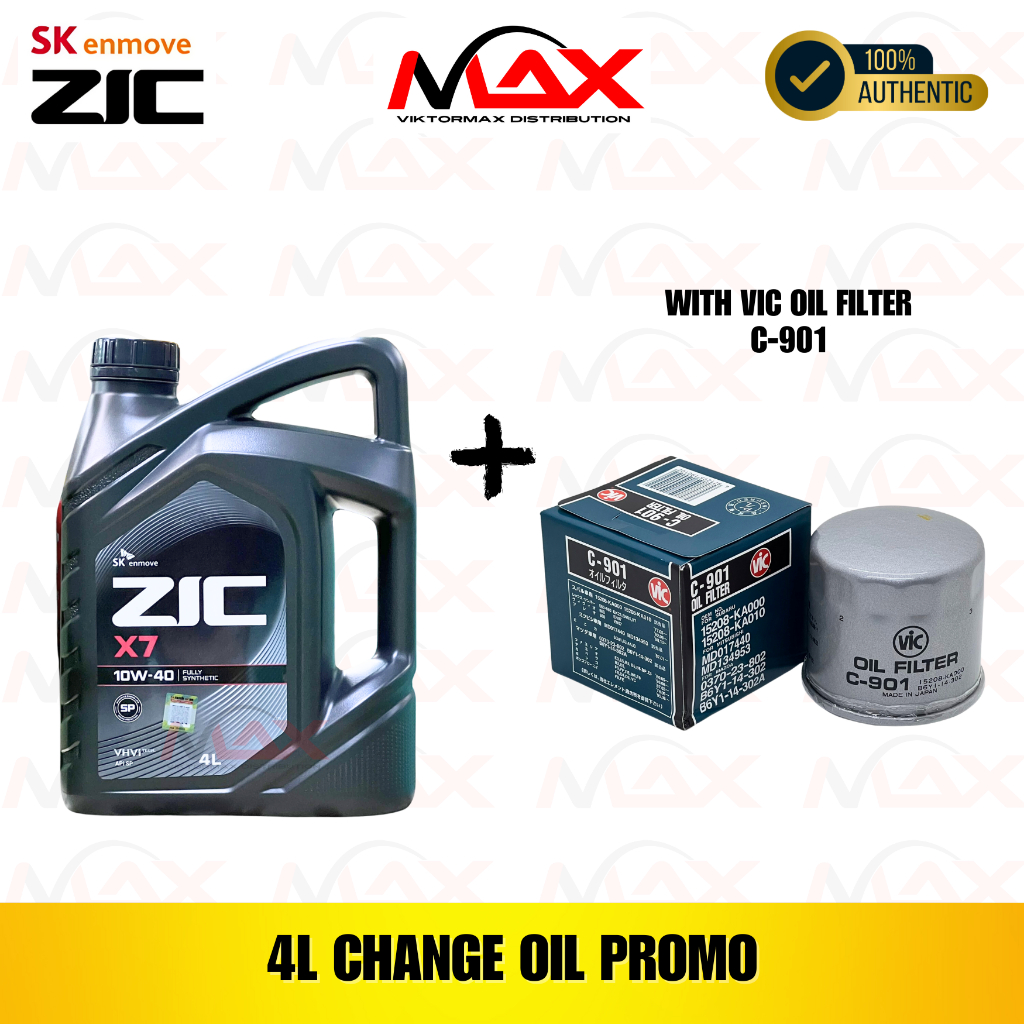 SK ZIC 4 Liters X7 10W40 For GASOLINE Engine with C-901 Vic Oil Filter ...