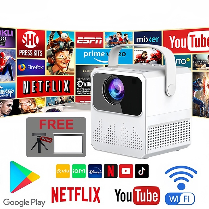 Projector Portable Smart 8K Full Projector With Bluetooth For Cellphone ...