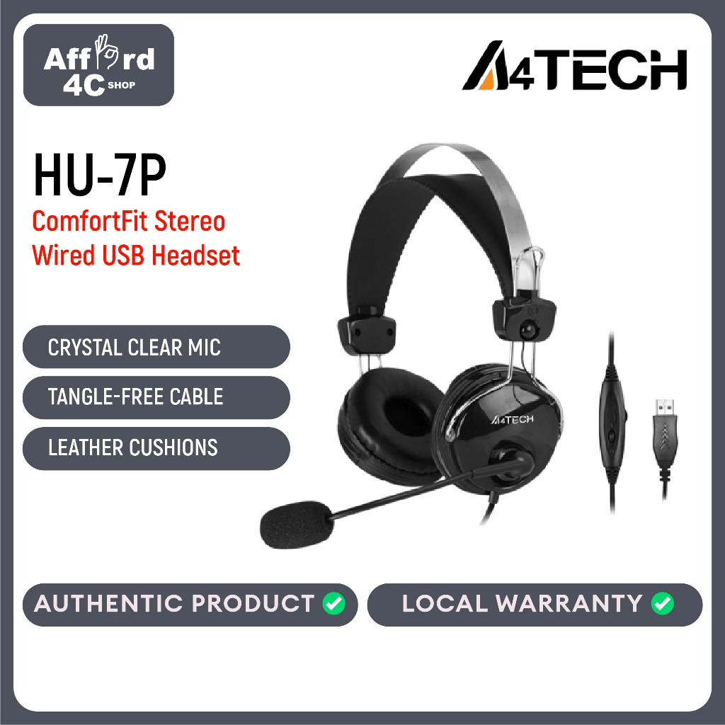 A4tech HU-7P USB ComfortFit Stereo USB Headset | Shopee Philippines