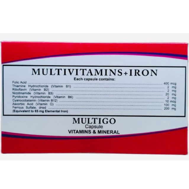MULTIGO (Multivitamins + Iron) 100 Capsules | Shopee Philippines