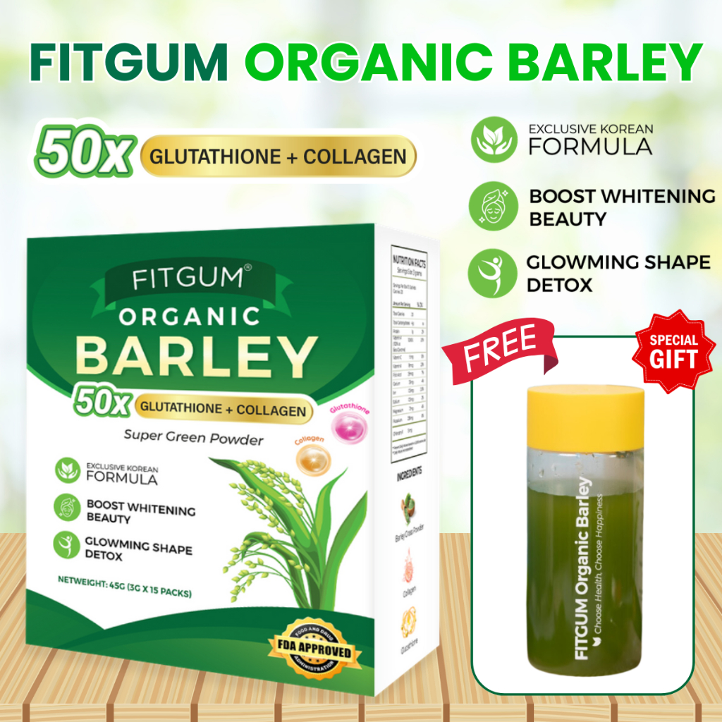 FITGUM Organic Barley Grass Powder Original With X50 Glutathione ...