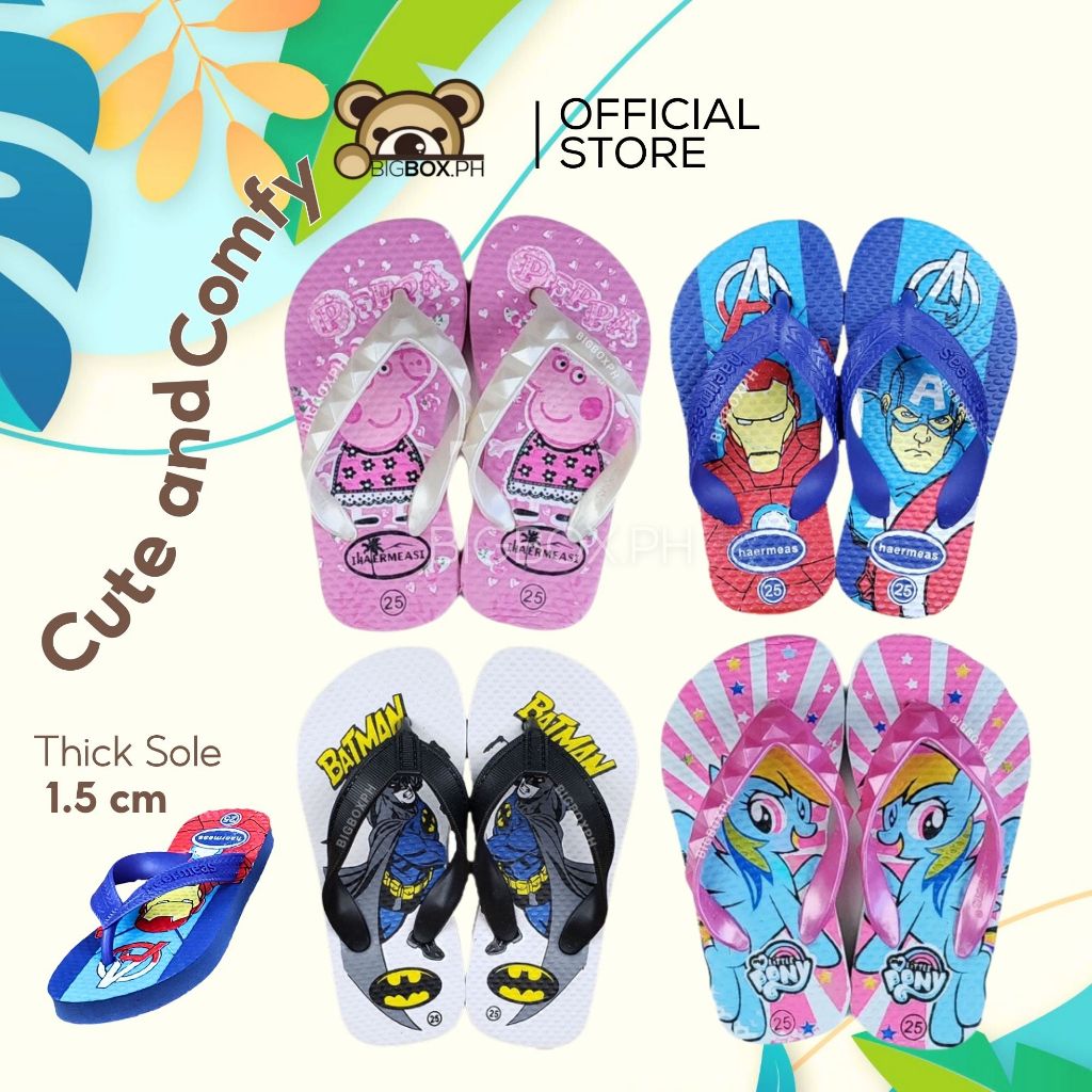 BigBoxPH Kids Character Rubber Slippers for Girls and Boys 1-10 Years ...