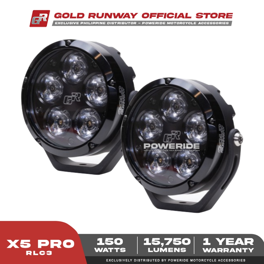 GOLD RUNWAY OFFICIAL GR-X5 PRO 150watts Motorcycle Auxiliary LED Lights ...