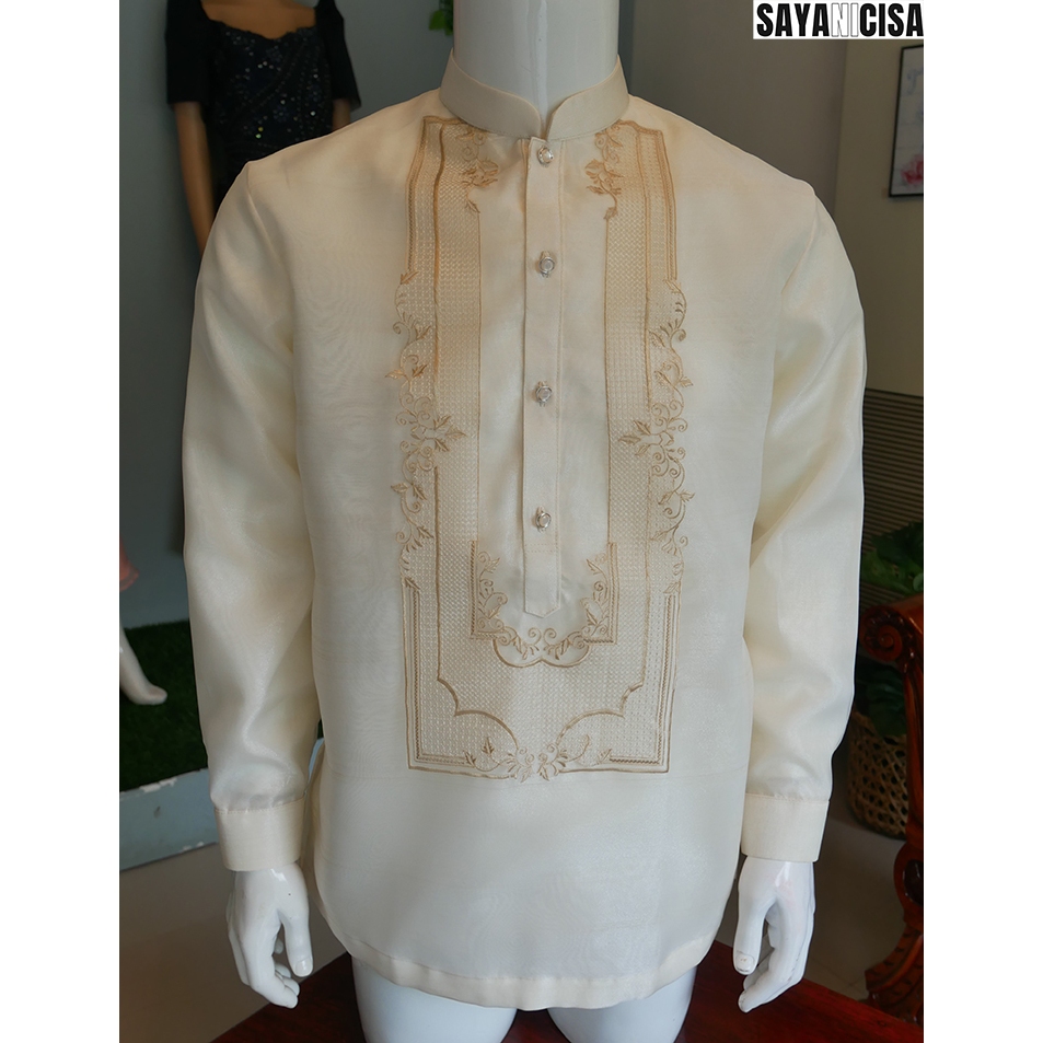 Barong Tagalog - Pina Organza Silk - Mandarin Collar | Shopee Philippines