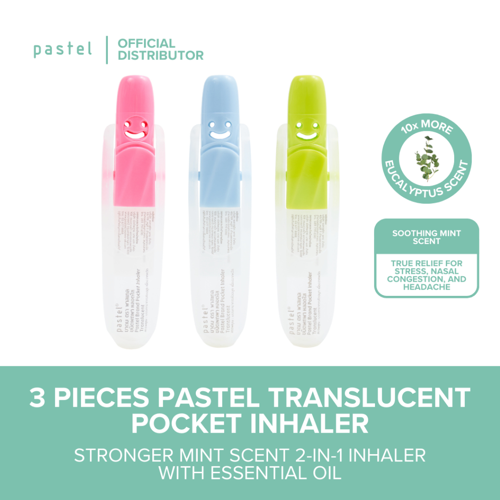 PASTEL Translucent Pocket Inhaler (x3) (1.5ml each) [Menthol ...