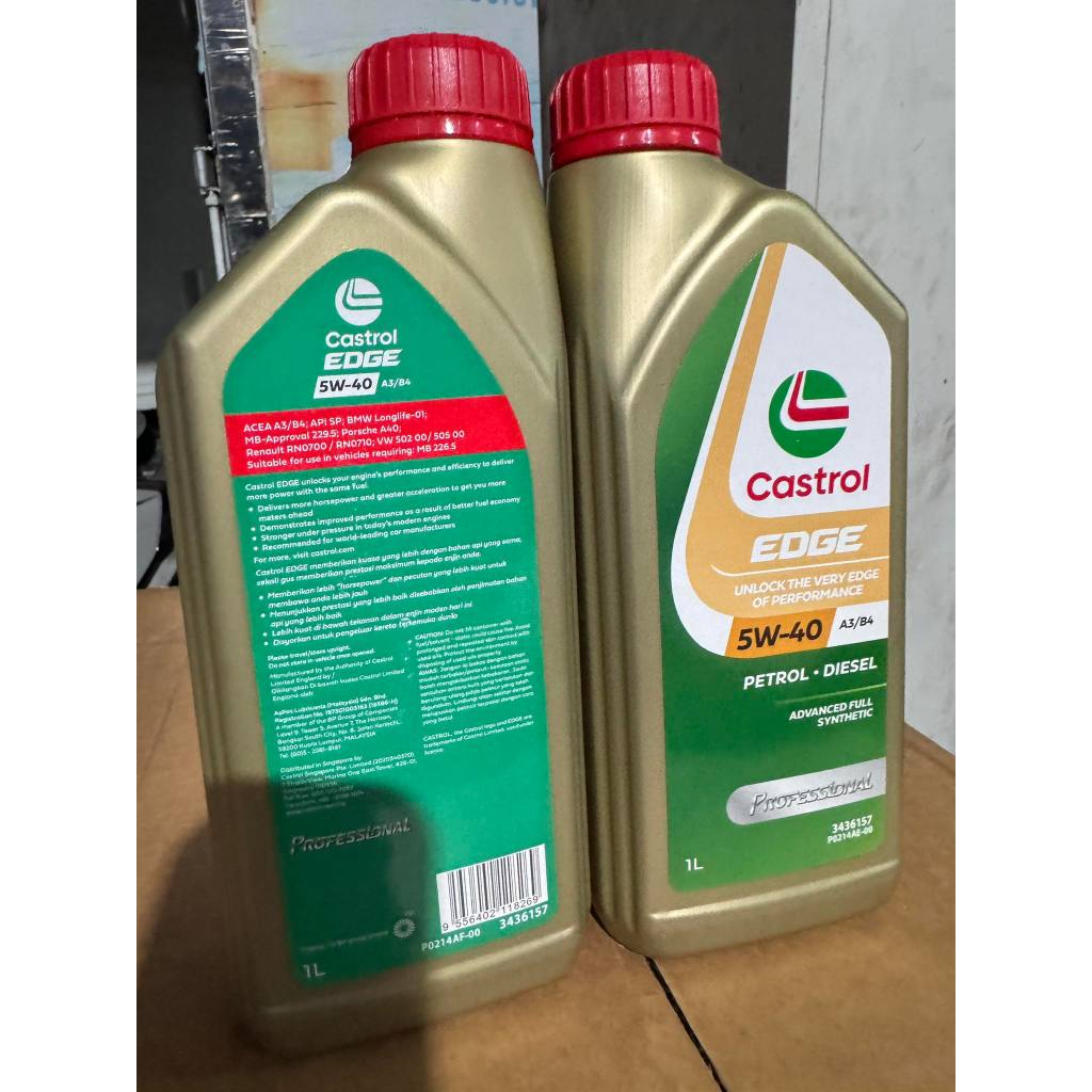 CASTROL EDGE PROFESSIONAL 5W-40 ADVANCE FULLY SYNTHETIC BOTH GASOLINE ...