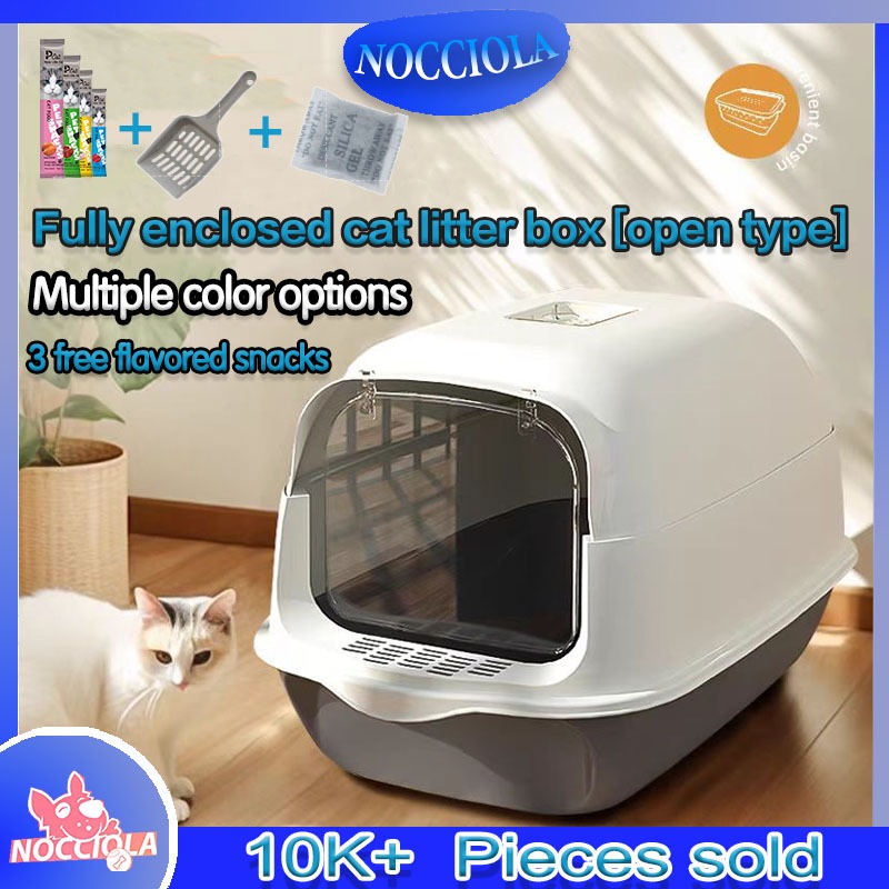 Big Large Cat Litter Box With Cover Scoop Fully Enclosed Cat Toilet ...