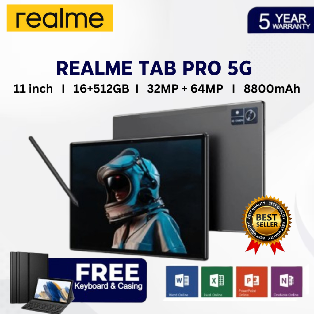 ReaIme 5G Tablet (16+512GB) 11Inch Android 12.0 DUAL SIM Support FREE ...