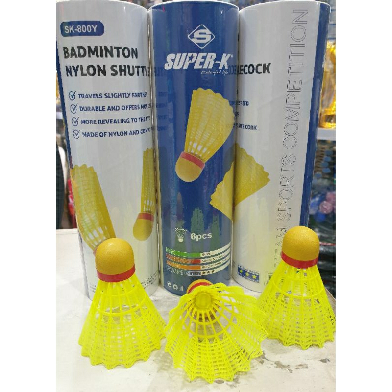 SUPER-K Shuttle Cock Nylon SK-800Y ( 1 Tube = 6pcs ) | Shopee Philippines