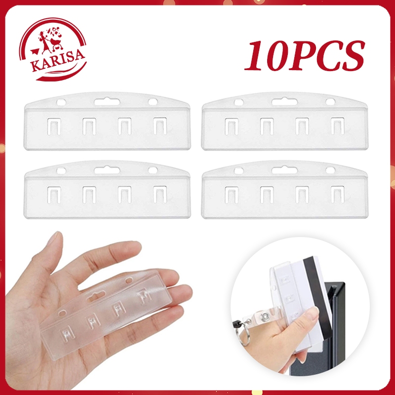 10Pcs Rigid Vertical Half Card Swipe Badge Holder Plastic ID Case ...