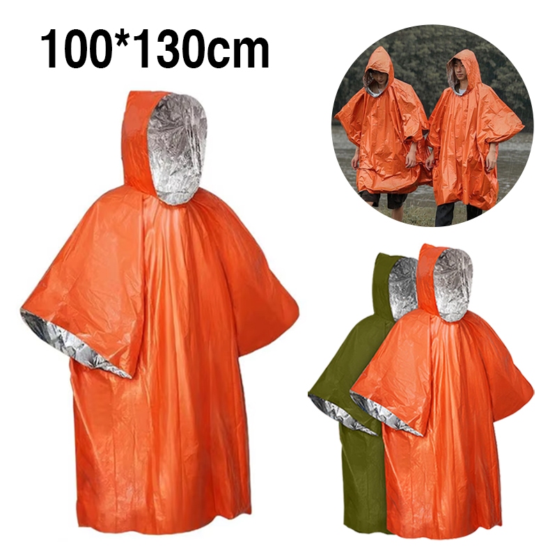 Emergency Survival Poncho,Thermal Mylar Foil Coating Rain Poncho, for ...