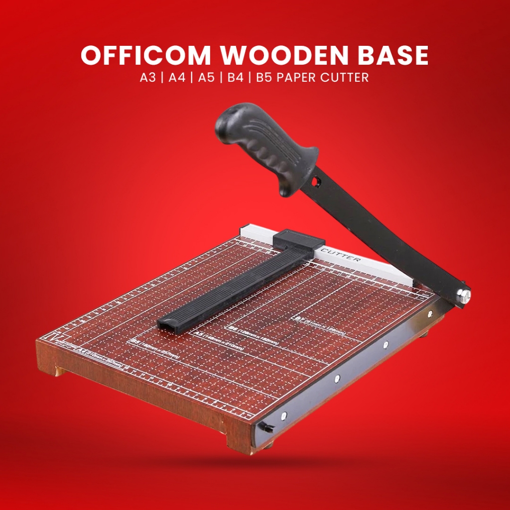 Officom Heavy Duty Paper Cutter Wood Base A3 | A4 | A5 | B4 | B5 High ...