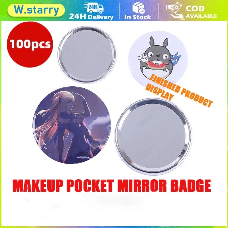 100pcs 58mm Single side mirror button badge Blank material MAKEUP ...