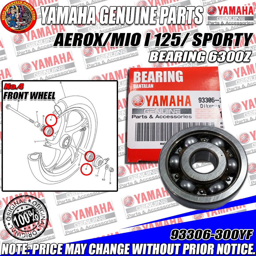 AEROX/MIO I 125/ SPORTY BEARING 6300Z (YGP) (GENUINE: 93306-300YF ...