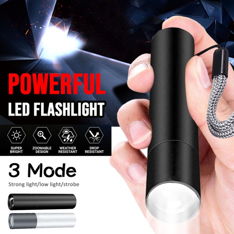Super Bright Mini Led Flashlight USB Rechargeable Zoom Powerful Light ...