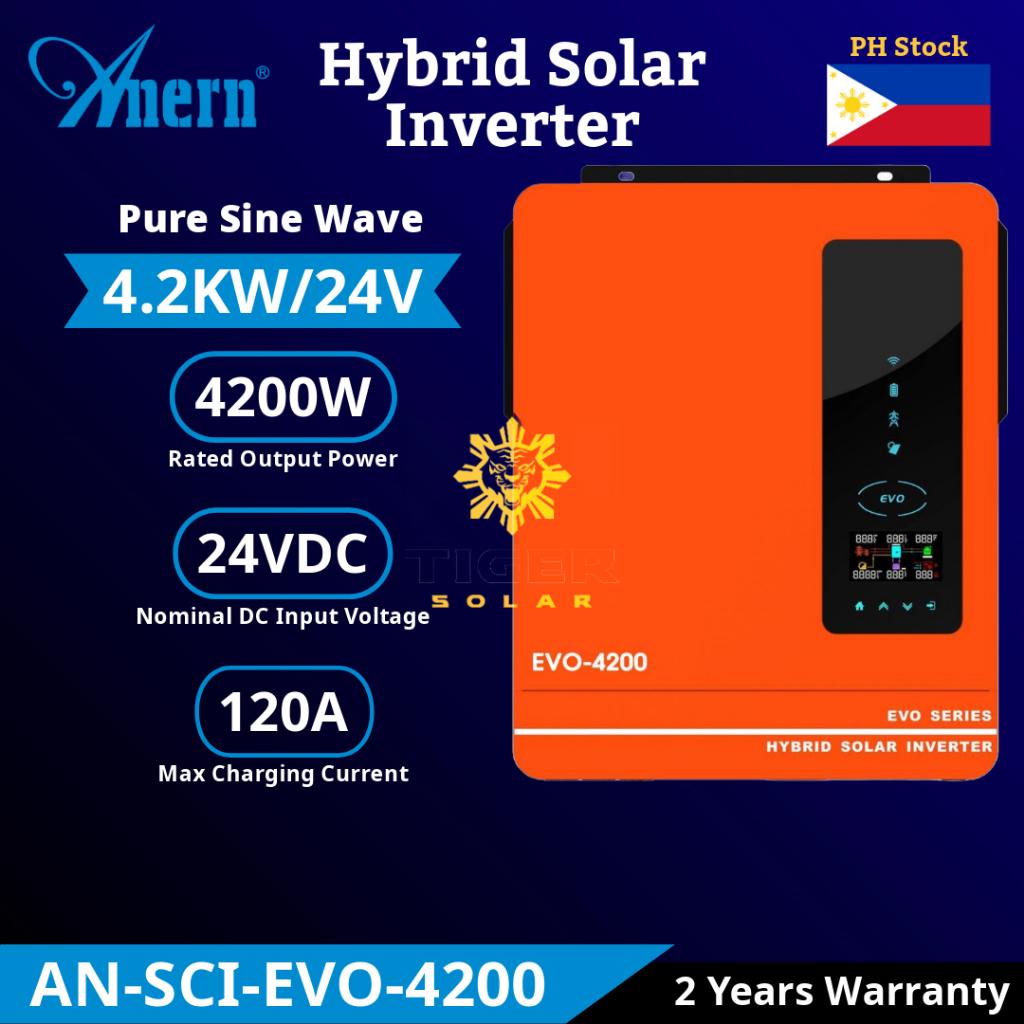 Anern Hybrid Solar Inverter 4KW 24V Hybrid Off Grid Inverter Built in ...
