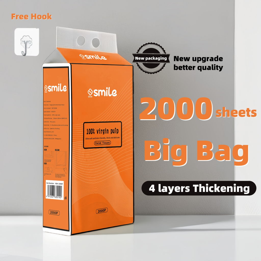 2000 sheets Hanging Wall Tissue Household Hand Paper air cushion Toilet ...