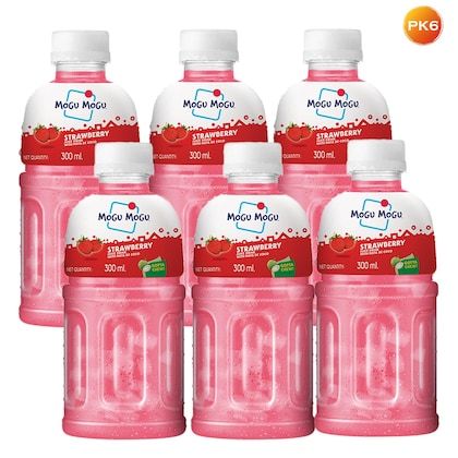 MOGU MOGU Strawberry Drink with Nata de Coco 300 ml x6 | Shopee Philippines